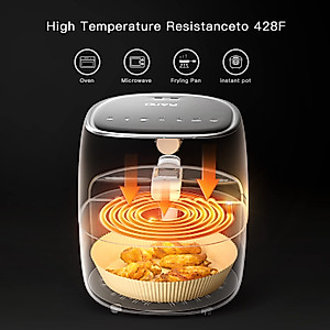 Air Fryer Liners, Air Fryer Disposable Paper Liner, Large Size 100PCS 7.9-inch, Non-stick Round Baking Paper, Oil-proof Water-proof, Food Grade Parchment for Baking