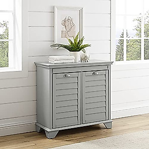 Crosley Furniture CF7003-GY Lydia Two-Compartment Tilt-Out Linen Hamper, Gray