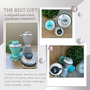 Collapsible water bottles for travel 500 ml, Foldable sports water bottles, small silicone reusable portable water bottle 17 Oz, collapsible water cups for sports hiking running, BPA Free, green