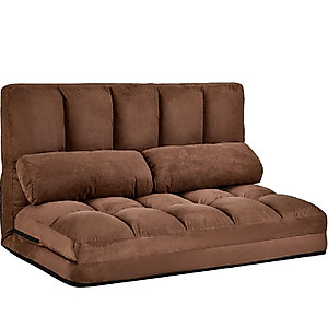 LZ LEISURE ZONE Lazy Sofa Bed Adjustable Floor Sofa, Foldable Gaming Sofa Mattress Futon Couch Bed with 2 Pillows