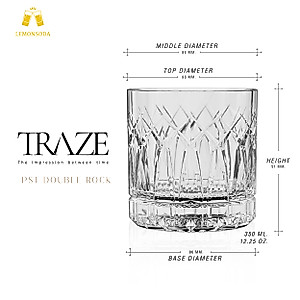 LEMONSODA Premium Double Rock Old Fashioned Whiskey Glasses - Set of 6 Cocktail Glasses for Scotch, Whiskey, Bourbon and Cognac - Vintage Arch Design - Gifts for Men (12 fl. oz.) (Arch)