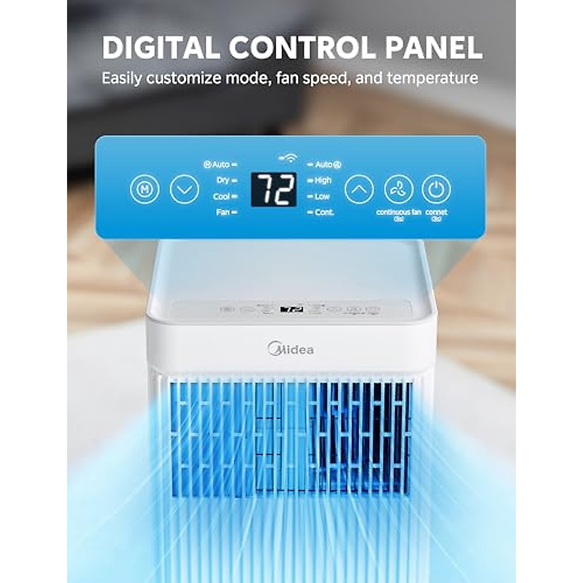 Midea 10,000 BTU ASHRAE (7,100 BTU SACC) Portable Air Conditioner Smart Control, Cools up to 300 Sq. Ft., with Dehumidifier & Fan mode, Easy- to-use Remote Control & Window Installation Kit Included