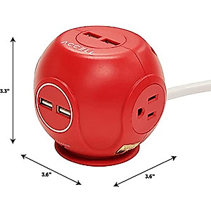 Accell Power Cutie - Compact Surge Protector with 3 Tamper Resistant 540J Surge Protected AC outlets and 4 USB-A Charging Ports, 6ft Cord, Yellow (D080B-049E)