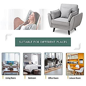 JAMFLY Small Sofa Couch for Living Room, Upholstered Modern Sofa Chair with Pillow, Comfortable Small Sofa for Bedroom, Office