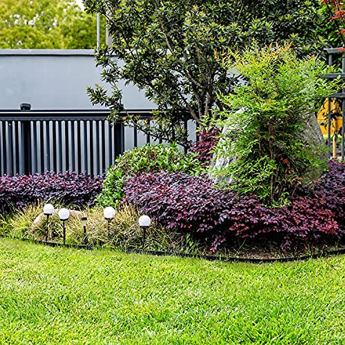 Worth Garden 30 ft. No Dig Landscape Edging (50PCS Spikes Included) Black Plastic Edging Roll Kit - 1.5'' Height Edge for Garden Lawn Border Driveway Path Divider - Easy to Install