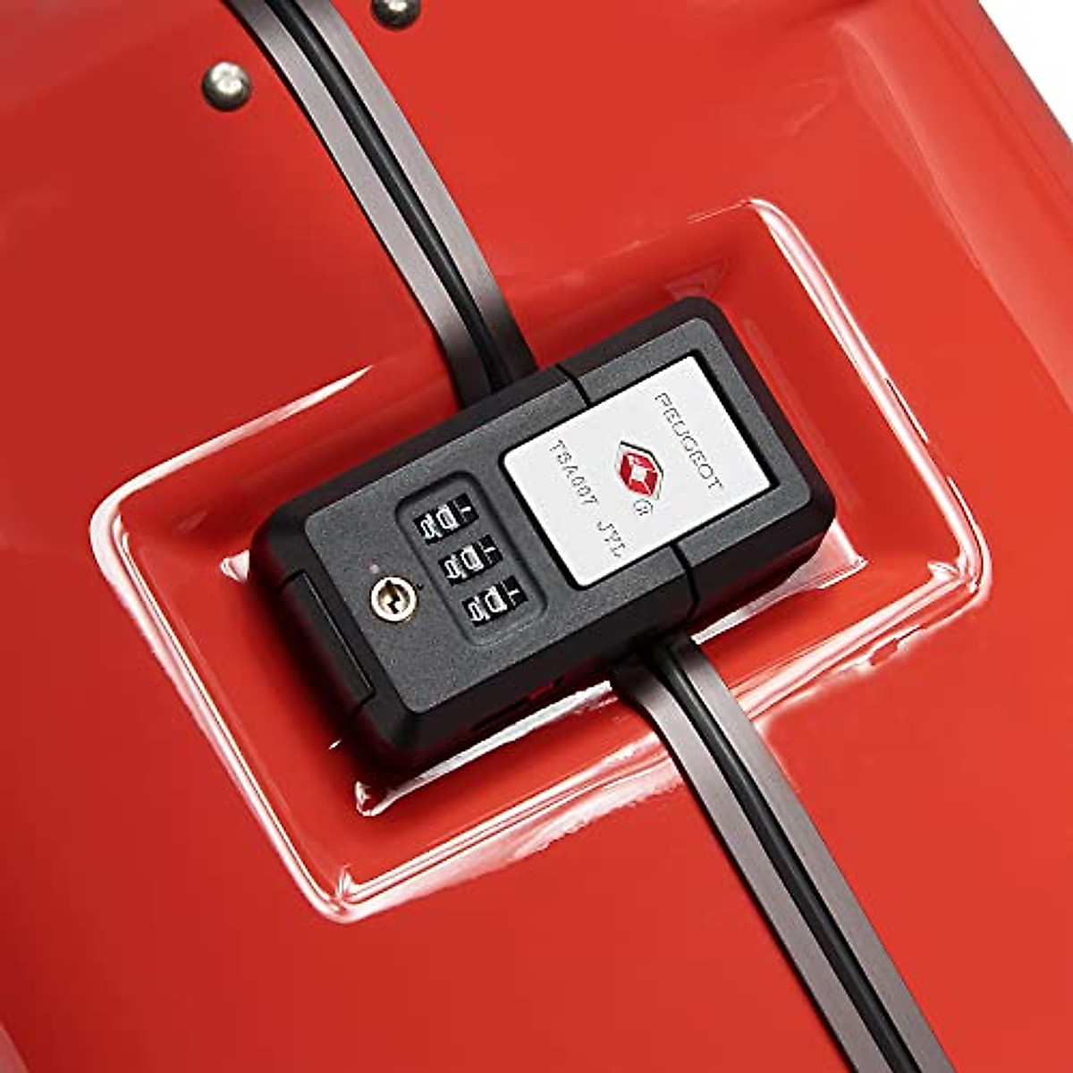 PEUGEOT Voyages Hardside Luggage with Spinner Wheels, Glossy Red, 26 Inch Trunk