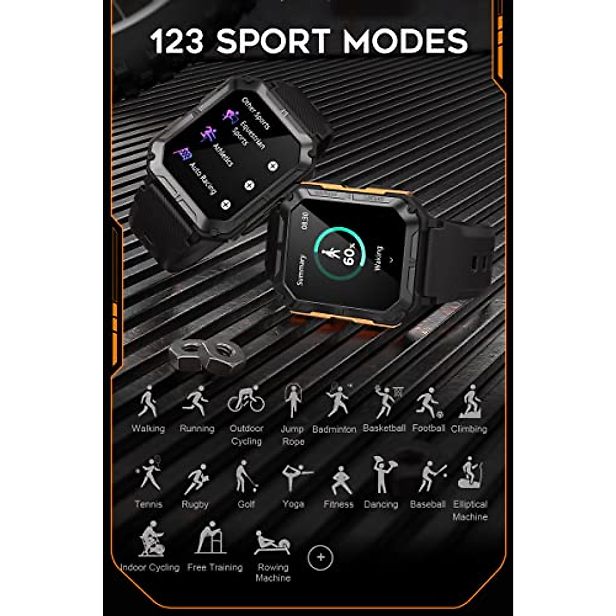 Loluka Military Smart Watch for Men Answer/Make Calls Heart Rate Sleep Tracker 1.83" Touch Screen Mens Smartwatch for Android iOS Phones Tactical Pedometer Fitness Watch