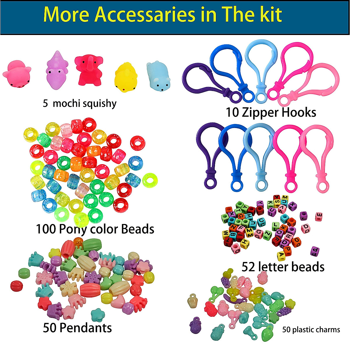 XYTLAX 16800+ Rubber Bands for Bracelets Making Kits in 35 Colors,600 S-Clips,300 Beads, 30 Charms, DIY Rubber Loom Bands Kit DIY Art Craft Birthday Christmas Gift (Blue)