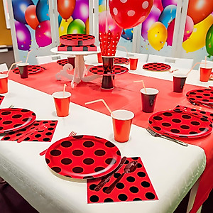 Menipros Ladybug Birthday Party Supplies,Ladybug Party Tableware Sets Includes 20 Ladybug Plates and 20 Ladybug Napkins