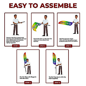 For Rent Sign feather flag for Outdoor by Mavis Printing | 11.5 FEET Long Polyester Outdoor Banner Flag for Easy Hang | HD Print Swooper I Flag Only to Advertise Real Estate BusinessI Flag Only