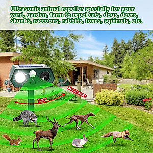 2024 Ultrasonic Animal Repellent, 4 Pack Waterproof Solar Cat Deterrent Outdoor with Motion Sensor for Deer Squirrel Cat Dog Skunk Rabbit Raccoon, Deer Repellent Devices, Skunk Repellent for Yard
