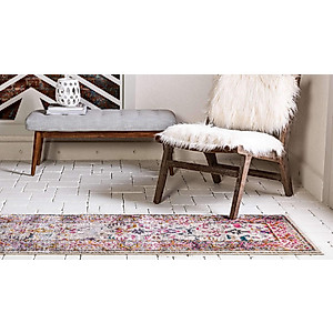 Unique Loom Aurora Collection Over-Dyed, Abstract, Botanical Southwestern, Transitional Area Rug, Rectangular 9' 0" x 12' 0", Beige/Pink