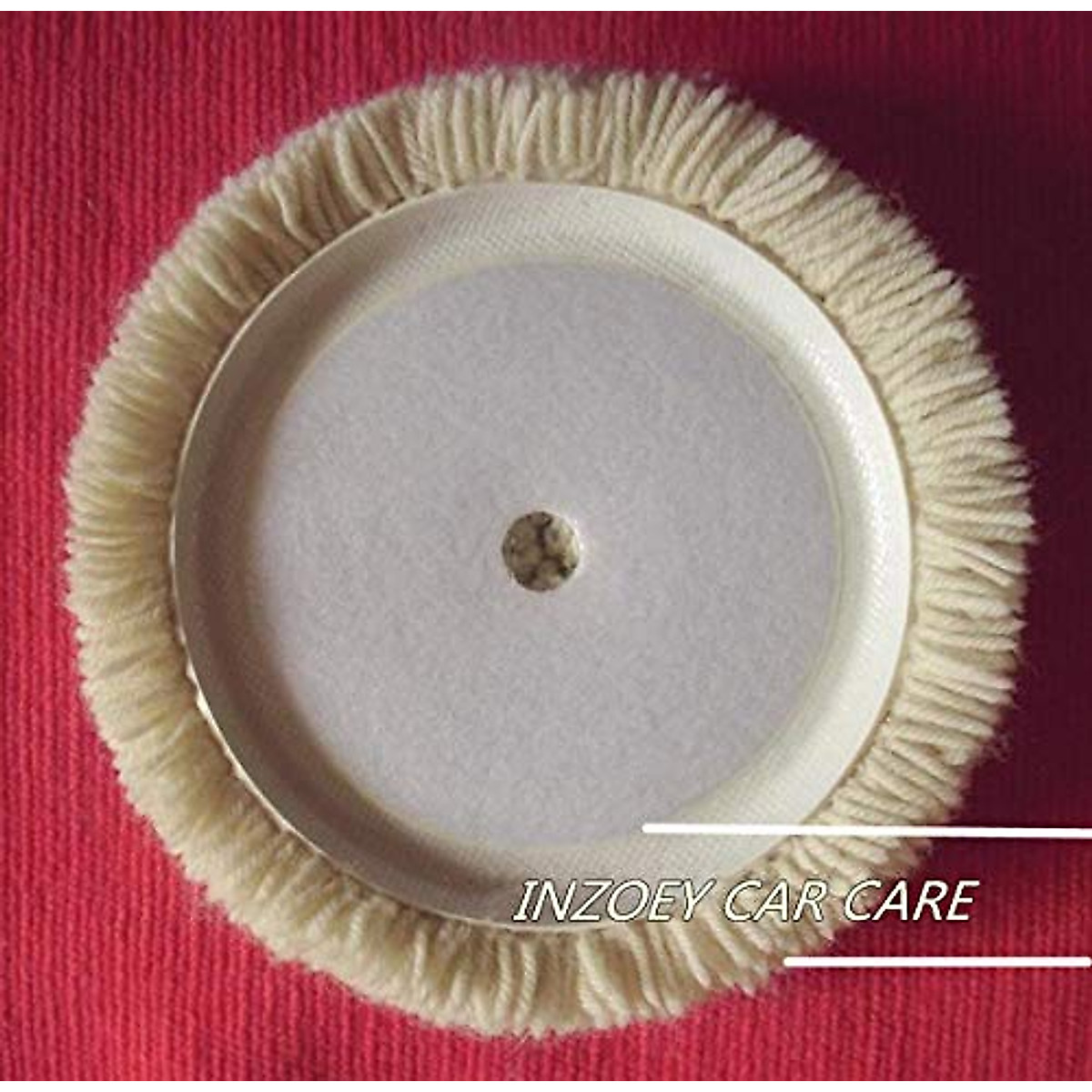 Inzoey Wool Buffing Pad,3 Pack 7" Car Polishing Pad with Hook and Loop for Cleaning & Cutting,Polishing,100% Wool Sheepskin Material,Durable and Soft