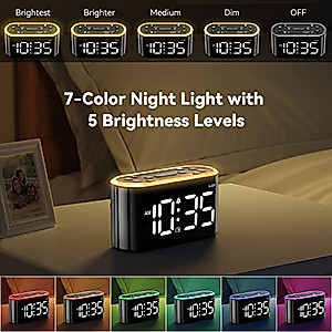 Odokee Loud Alarm Clock Radio for Heavy Sleepers, 7 Color Night Light, Easy to Set, 0-100% Dimmer, 3 Sound Adjustable Volume, FM Radio w/Sleep Timer, USB Charger, Digital Alarm Clock Radio for Bedroom