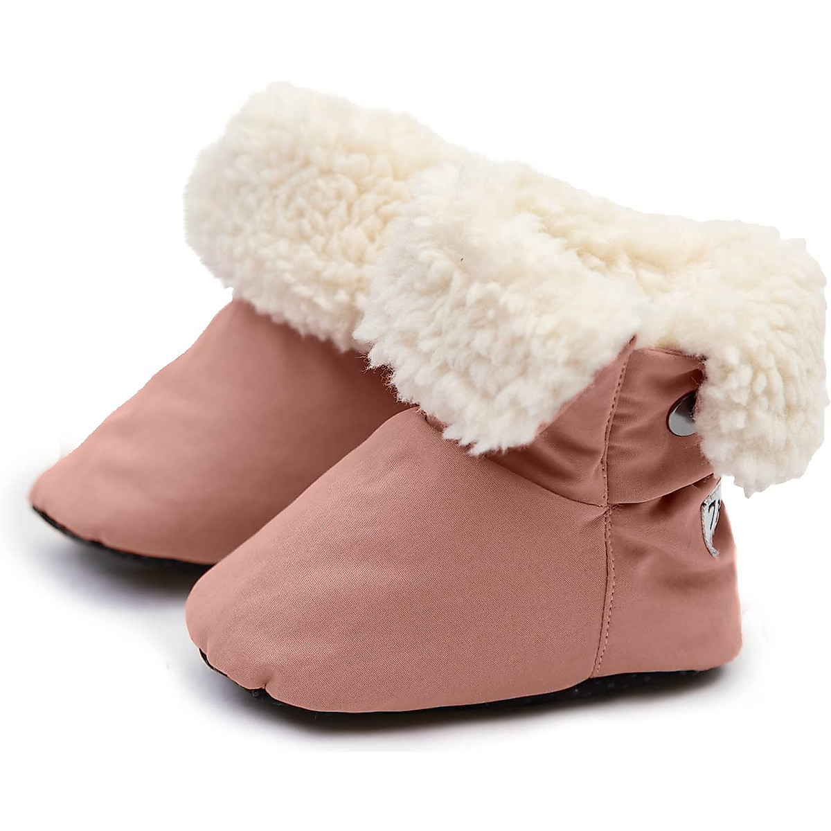 7AM Infant Booties for Winter - Waterproof Kids Snow Boots for Baby Boys & Girls, Warm Vegan Sherpa Lining Baby Booties, Anti-Slip Soles Kids Winter Shoes, Newborn Winter Essentials | (12-24M)
