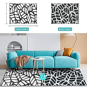 GARTOL 9x12 Outdoor Rug Waterproof, Reversible Plastic Straw Rug for RV, Patio, Backyard, Pool Deck, Picnic, Beach, Camping, Outdoor Carpet Mat (Black & White)