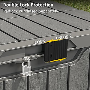 EAST OAK Outdoor Storage Box | 31 Gallon Deck Box Indoor and Outdoor Use | Waterproof Resin Storage Bin with Latch for Patio Cushions, Gardening Tools | UV Resistant | Deep Grey