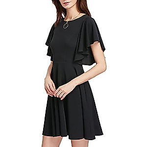 Romwe Women's Stretchy A Line Swing Flared Skater Cocktail Party Dress Black M