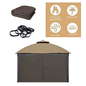 Tanxianzhe Gazebo Replacement Privacy Curtain with Zipper Outdoor Universal Privacy Panel Sidewall for 10' x 10' Gazebo (Brown)