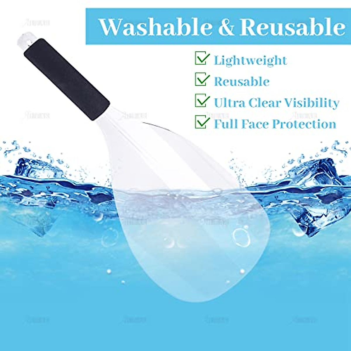 AUEAR, 2 PCS Pro Barber Hair Salon Hairdressing Clear Hairspray Face Shield Hair Stylist Mask Hair Cutting Dust Water Proof Transparent Plastic Face Shields Eyes Protector Cover (Clear, 12.7" x 5.9")