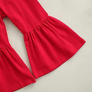 Toddler Baby Girl Valentine's Day Clothes Outfit Set 3Pcs Long Sleeve Love Heart Pullover Tops Flare Pants Headband (Love Heart Print,3-4 Years)