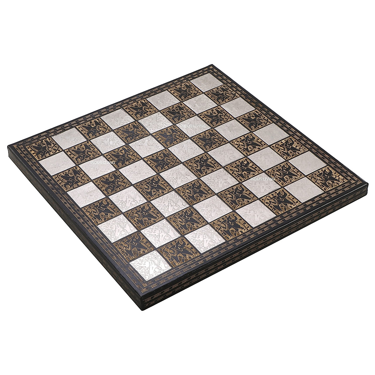 Luxury & Decorative Premium Chess Board Game Set | 10 x 10 Inches | Black & Silver | Collectible & Handmade Chess Set for Professionals & Adult for Tournament/for Gifting by INDUS LIVING