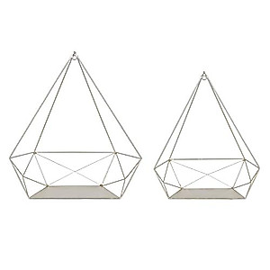 Kate and Laurel Prouve Decorative Geometric Multi-use Metal Wall Display Shelves, Silver, 2 Piece Set