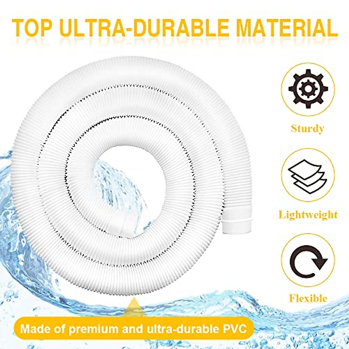 Pool Pump Replacement Hose, Vacuum Cleaner Hose Set, 1.25" Diameter Accessory 59" Long Pool Filter Pump Hose for Pump Models 330 GPH, 530 GPH, 1000 GPH, 607, 637 above Ground Pools