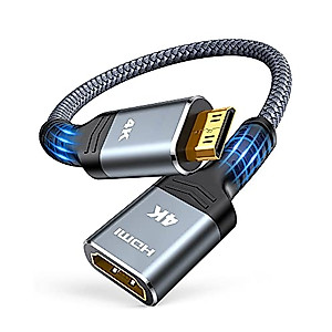Highwings Mini HDMI Adapter, 4K 60Hz Mini HDMI Male to HDMI Female Cable 4K HDR 3D 18Gbps Compatible with Camera, Projector, Tablet, Graphics Card, Raspberry Pi Zero W, Camcorder, Pi Zero 0.5 ft
