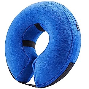 BENCMATE Protective Inflatable Collar for Dogs and Cats - Soft Pet Recovery Collar Does Not Block Vision E-Collar (Large, Blue)