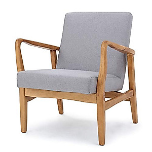 GDF Studio Winford Light Grey Fabric Wood Frame Mid Century Modern Office Chair