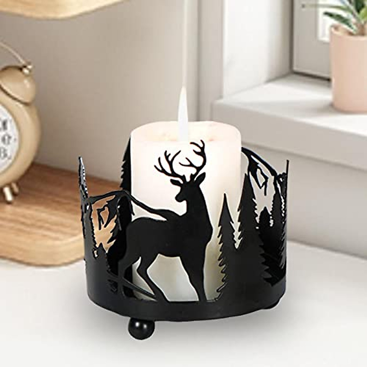 Bothyi Votive Candle Holder, Metal Candlestick, Romantic Decorative Candelabra Candle Stand for Dining Table Party Wedding Decor Gift, Deer