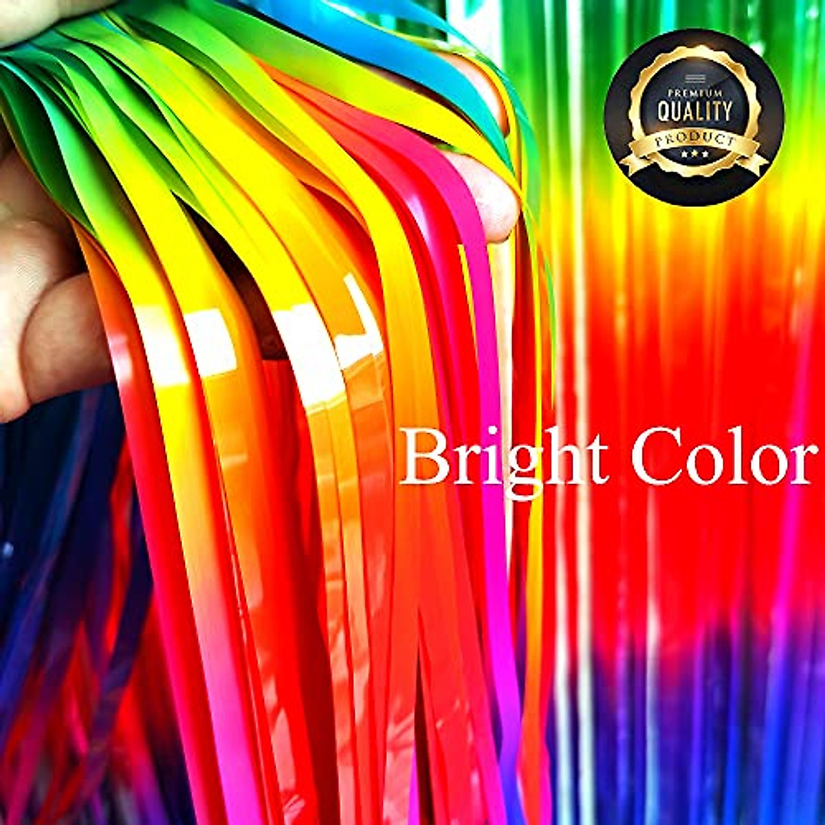 Rainbow Foil Fringe Curtain Backdrop Tinsel Photo Booth Props for Birthday Gay Pride Day Circus Bachelorette Wedding Engagement Bridal Shower Baby Shower Happy New Year Party Decorations - 2 Packs