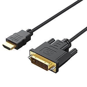 HDMI to DVI Cable 5-Pack, 6.6 Ft Bidirectional DVI-D to HDMI Male to Male High Speed Adapter Cable Support 1080P Full HD (5, Black)
