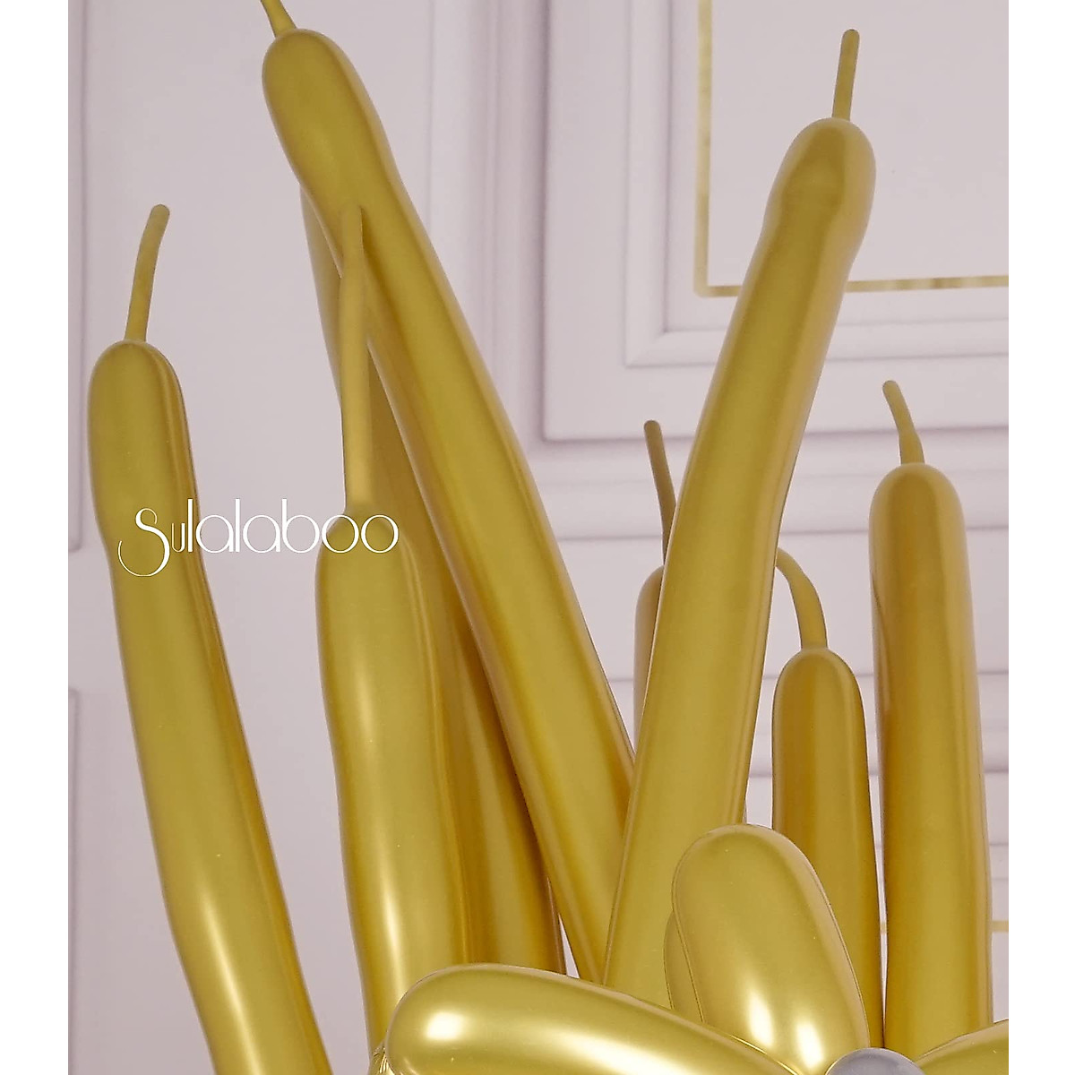 SULALABOO 260 Balloons Gold Metallic 80PCS Latex Long Shiny Balloon to Twisting Flowers Animals for Birthday Party Anniversary Wedding or Other Party Events and Festivals DIY