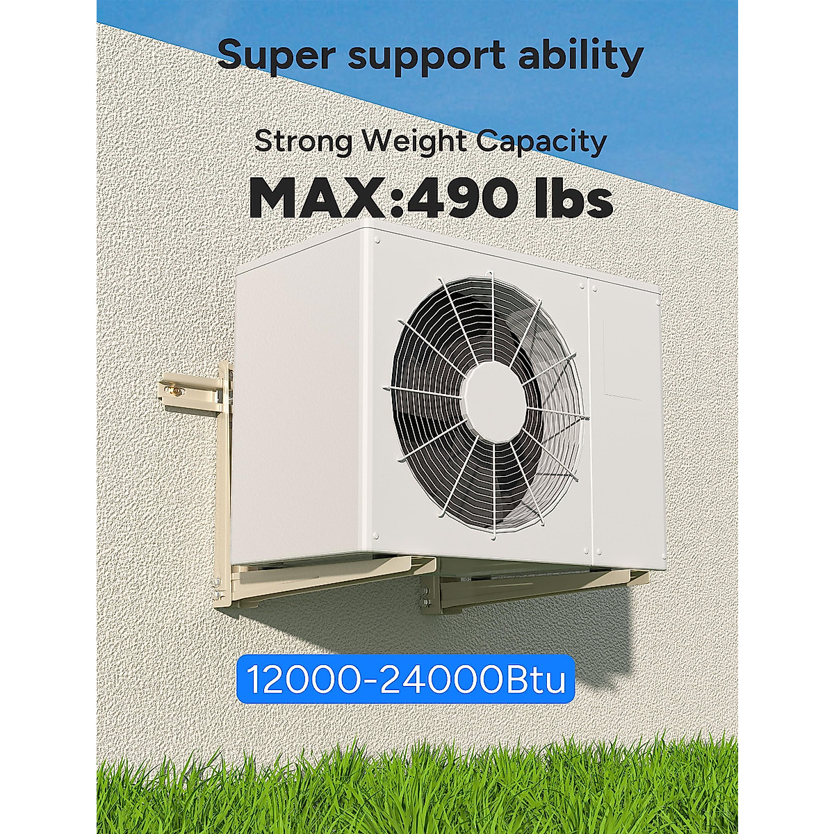 Toutgood Mini Split Wall Mounting Strong Bracket for 12000 Btu to 24000 Btu Outdoor Ductless Mini Split Air Conditioner Heat Pump AC Systems, Max 490 Lb Capacity