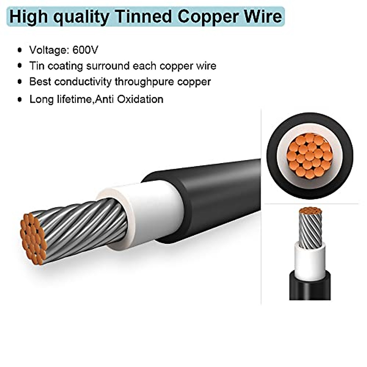 Tsinghwang 2 Set 10AWG Solar Panel to SAE Adapters Solar Extension Cable 50Amps Connectors for RV Solar Panel Battery DC Power Battery Charger 55cm/22in