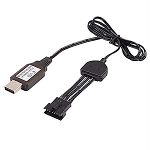 hj Black SM6P Plug 800mAh 9.6V 20C Rechargeable Lithium Battery with Charging USB Cable for High Speed RC Car S911 S912 9115 9116 9120 Remote Control Toy or RC Boat Plane Drone Monster Truck