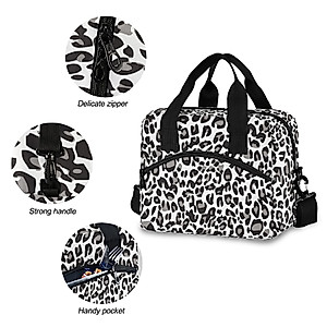 Black And White Leopard Lunch Tote Bags for Women Leakproof Lunch Bag lunch Box Lunch Cooler Bag(6te6b)