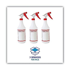 Boardwalk BWK03010 HDPE 32 oz. Trigger Spray Bottles - Clear/Red (3/Pack)