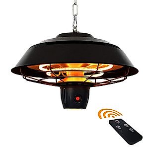 Star Patio Electric Patio Heater, Outdoor Heater with Remote Control & Touch Switch, 600W/900W/1500W Infrared Ceiling Heater with Hammer Tone Bronze Finish, IP44 Waterproof, Patio Heater, STP1566-C-N