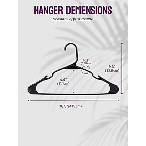 Pretigo 50 Pack Black Plastic Hangers Bulk | 50 100 Pack Available | Clothes Hangers Plastic, Black Hangers Plastic, Lightweight Plastic Hanger as Closet Hangers, Clothing Hangers - Hangers 50 Pack