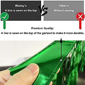 Blukey 10 Feet Long Green Parade Floats Skirting Decorations- Pack of 1 | Metallic Foil Fringe Garland | Ideal for Parade Floats, Bridal Shower, Wedding, Birthday | Wall Hanging Tassle Banner