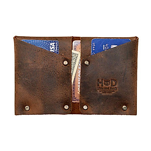 Hide & Drink, Leather Riveted Card Holder, Holds Up to 8 Cards Plus Folded Bills/Rustic/Wallet/Accessories/Money Organizer/Case, Handmade :: Bourbon Brown