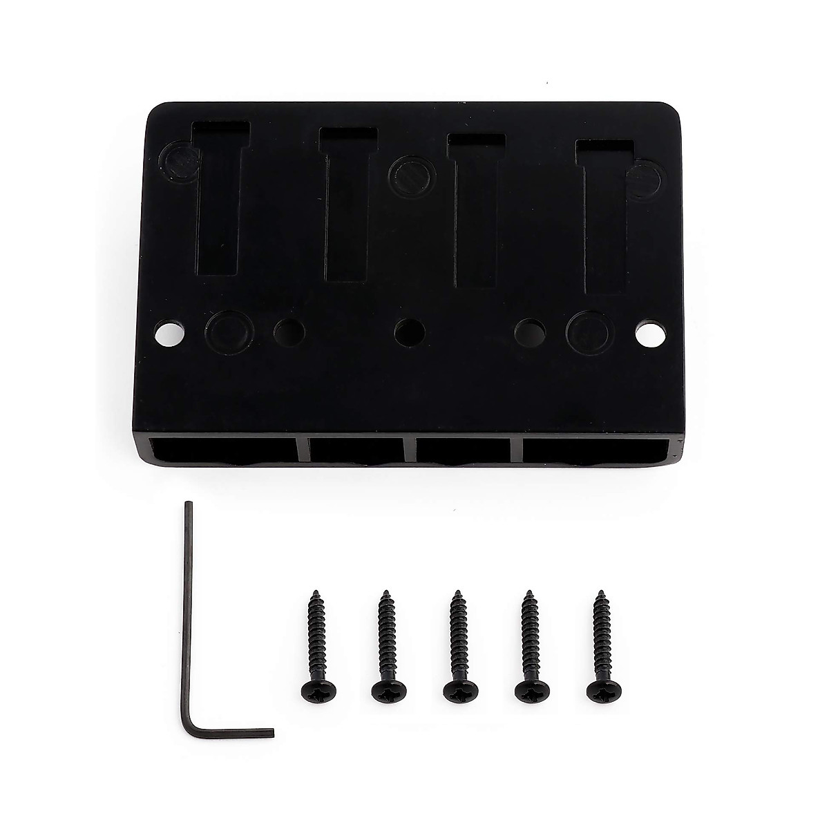 Metallor 4 String Bass Bridge Tailpiece Fixed Saddles for Electric Bass Guitar Jazz Bass or Precision Bass Black.