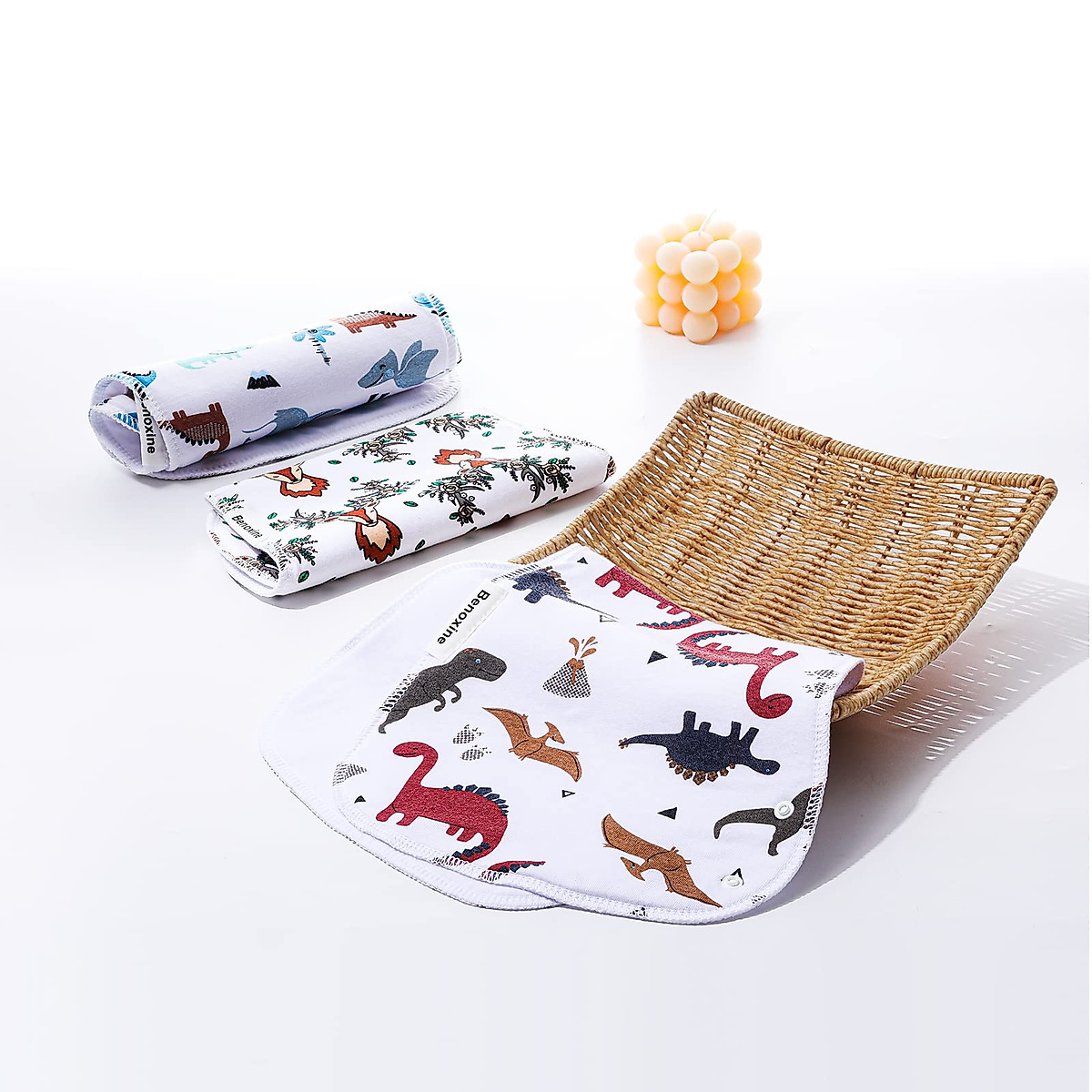 Burp Cloths & Baby Bibs Set 2-in-1 Cotton Super Absorbent and Soft Baby Spit Up Burping Rags for Boys and Girls