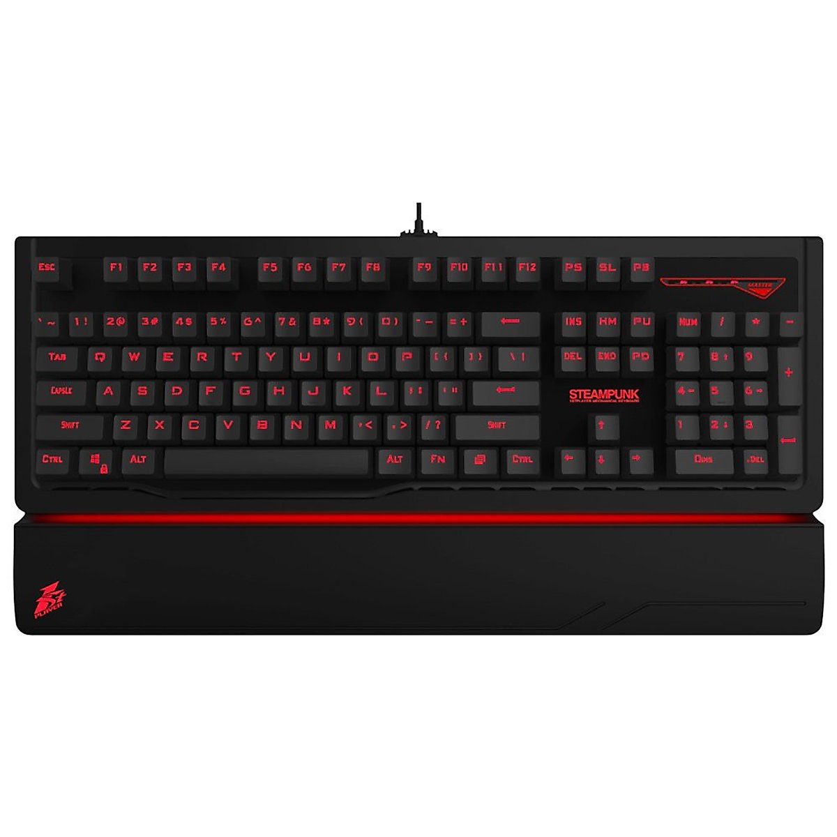 1STPLAYER Steampunk Mechanical Gaming Keyboard, Cherry MX Red Switches, Backlit Red LED, 104 Keys Full Size