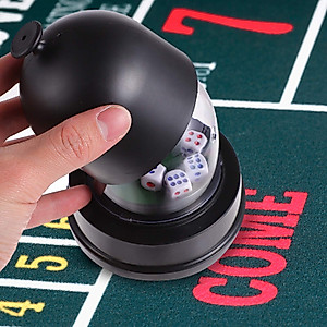 jojofuny Automatic Transparent Plastic Electrical Dice Cup with 5 Dice Transparent Plastic Cover Electrical Shaking Dice Roller Cup Set for KTV Pub Bar Party Game No Battery Black