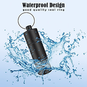 Small Pill Box Waterproof Keychain Pill Holder Portable Travel Pill Container Metal Case with Keyring for Outdoor Camping Travel