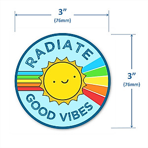 Radiate Good Vibes Rainbow Sticker | Spread Positivity, Friendship, Equality, and Fun with This Vinyl Decal on Your Laptop, Car Bumper, or Hydro-Flask (3 X 3 Inch)